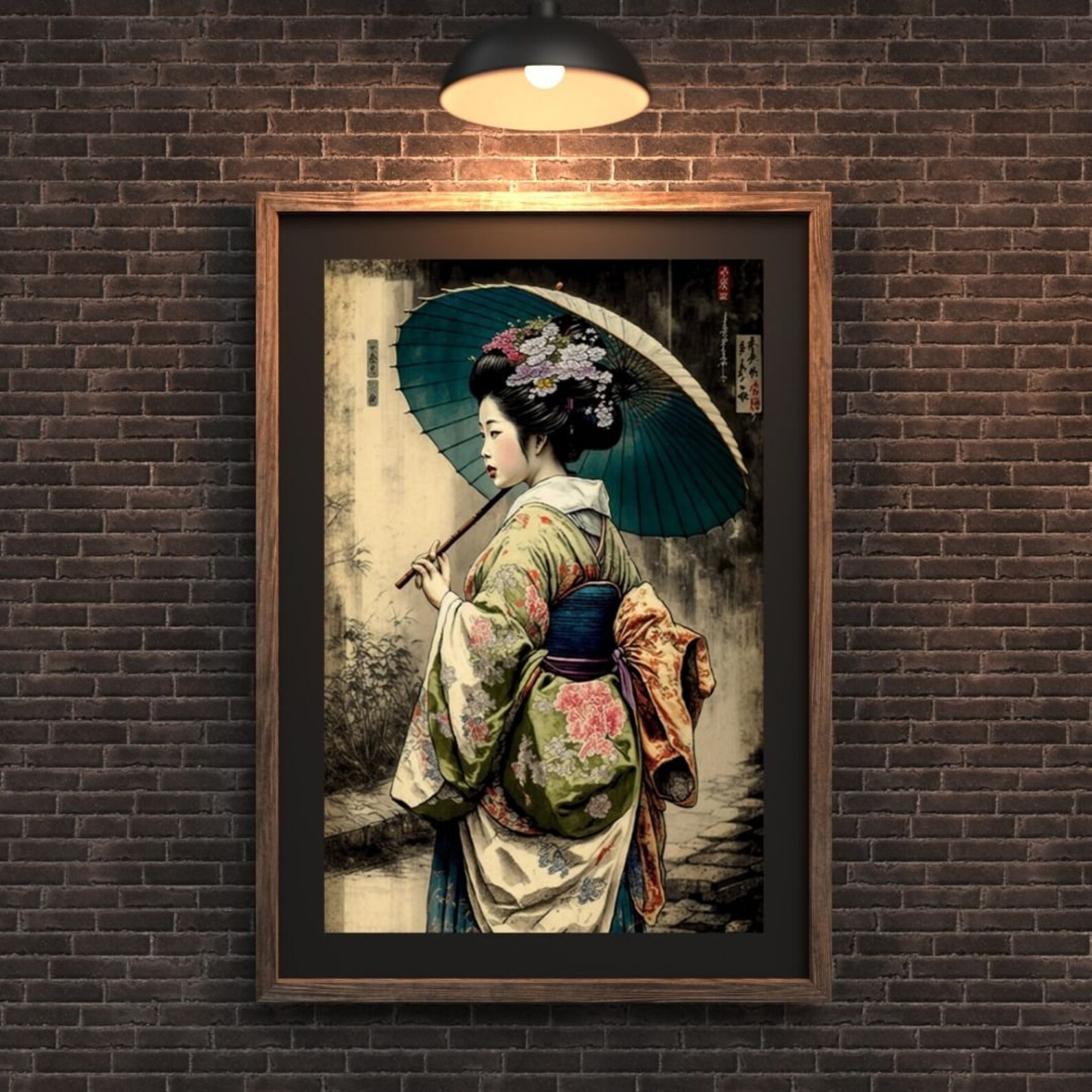 Edo Period Japanese Geisha Walking Japanese Print Line Art Japanese Art ...