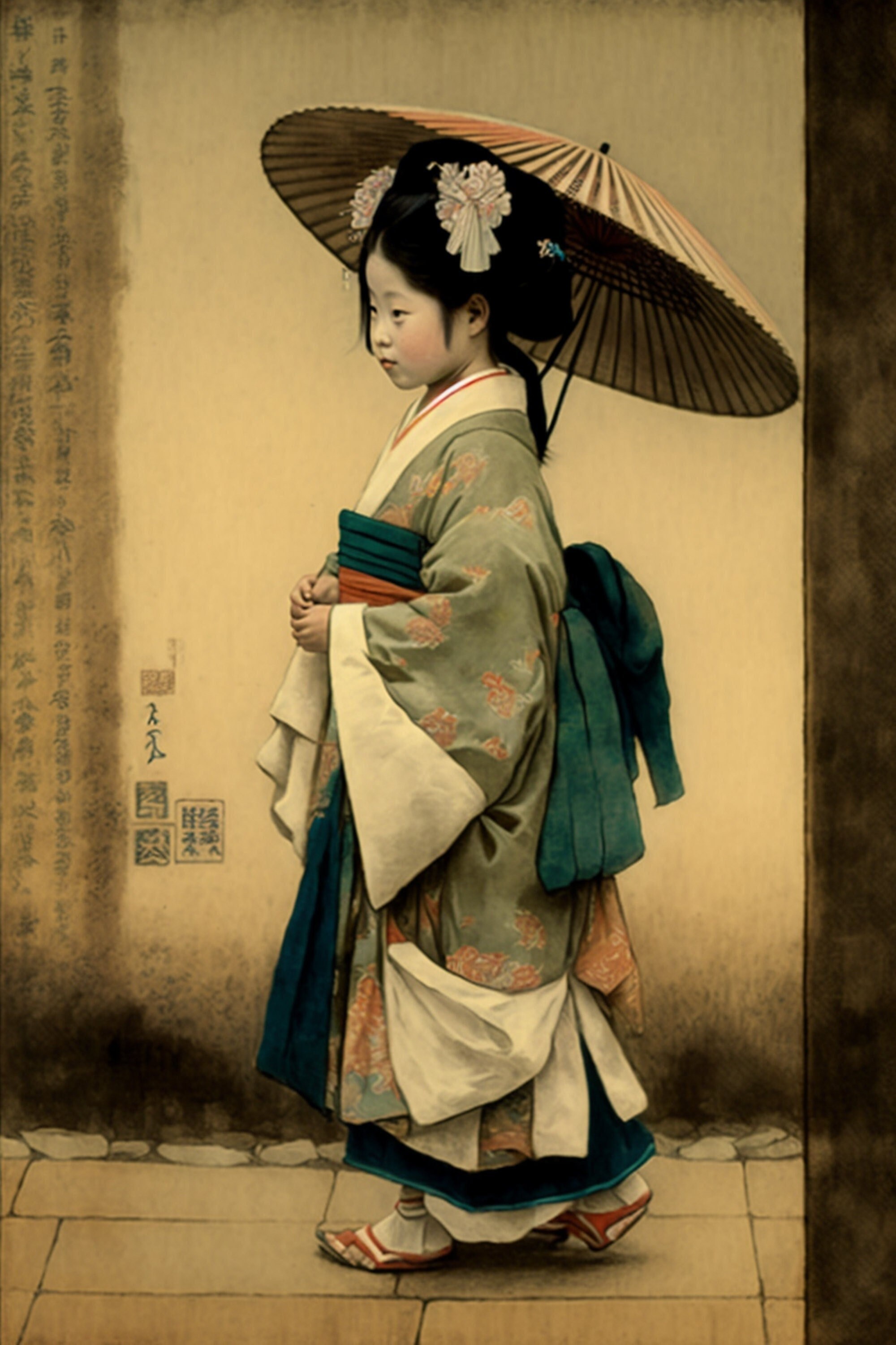 Japanese Girl Edo Period Japanese Print Line Art Japanese Art Girl Woodblock Print Ukiyo E