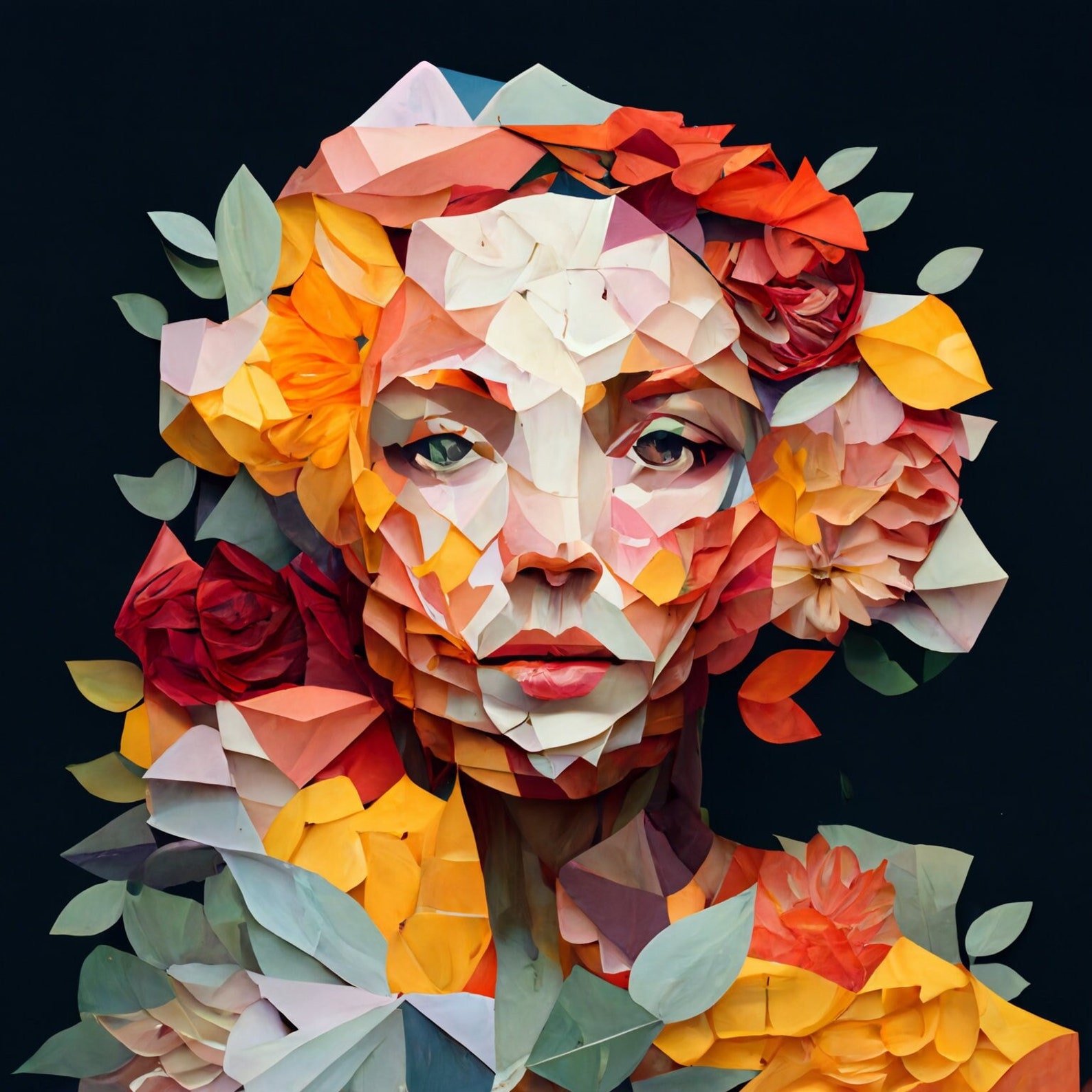 Colorful Flowers Cubist Portrait of a Woman Cubism, Colorful Flower ...