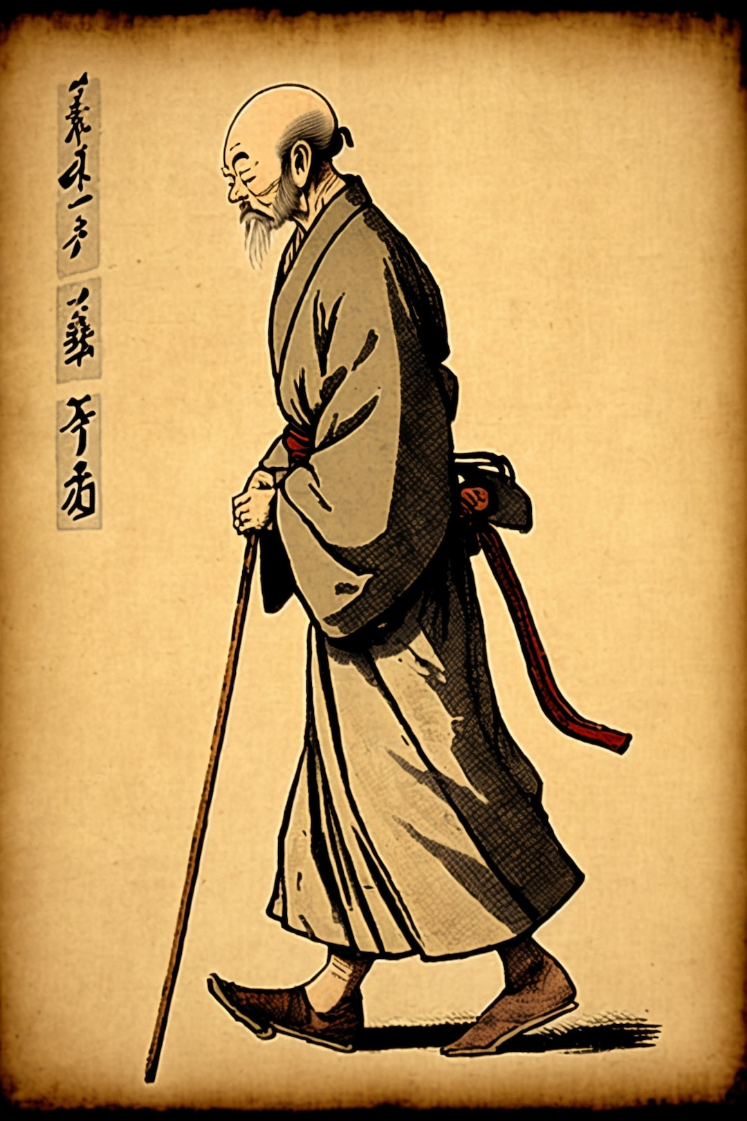 Japanese Man Edo Period Japanese Print Line Art Japanese Art, Woodblock ...