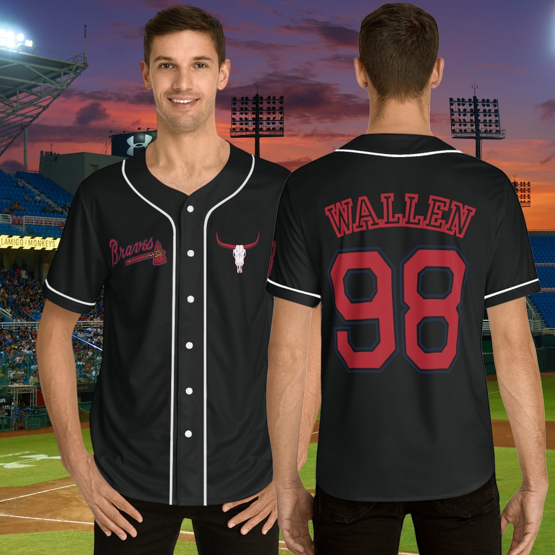 Morgan Wallen 98 Braves Black Baseball Jersey - Etsy