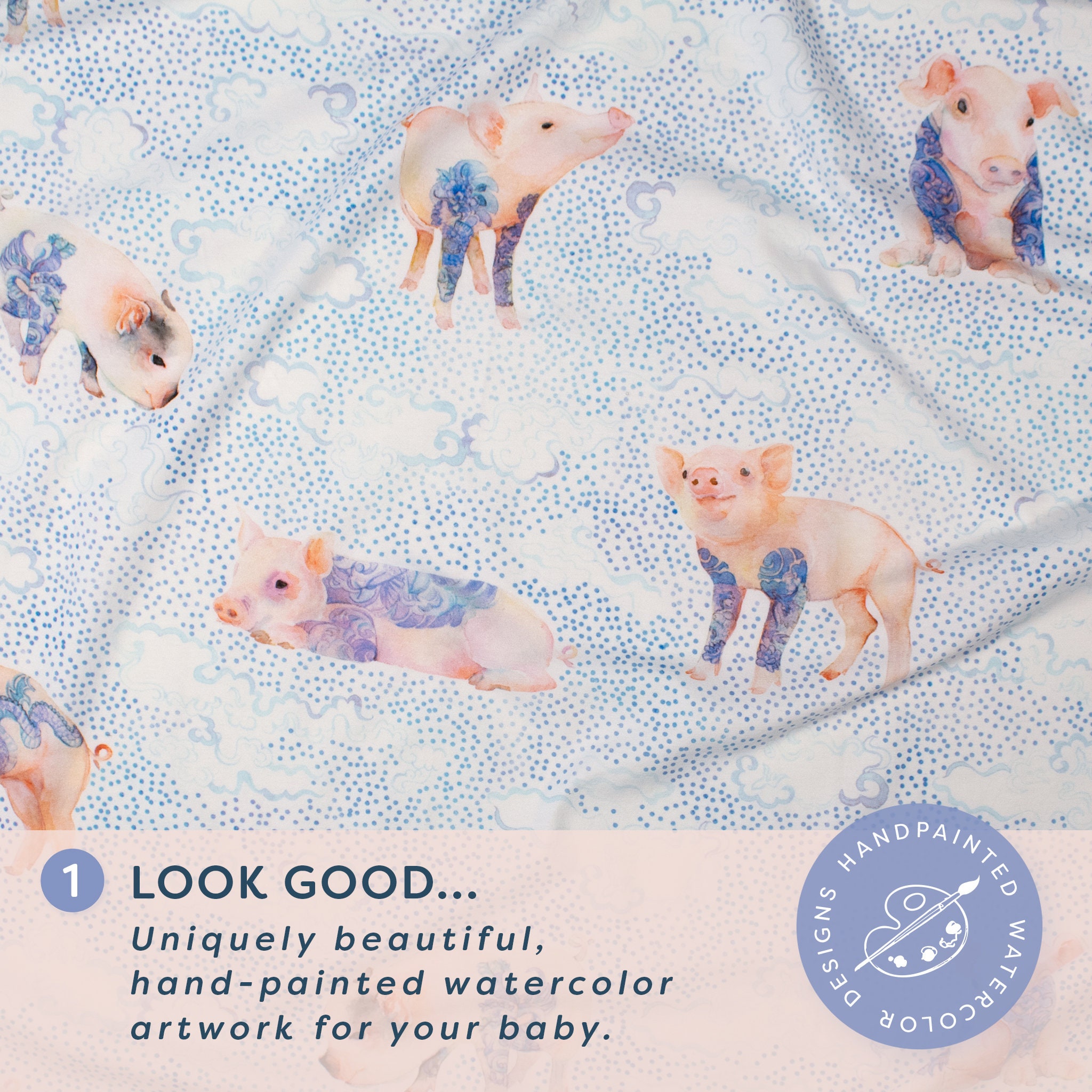 Piglets With Tattoos Baby Blanket, Pigs Pima Cotton Baby Swaddle, Ultra ...