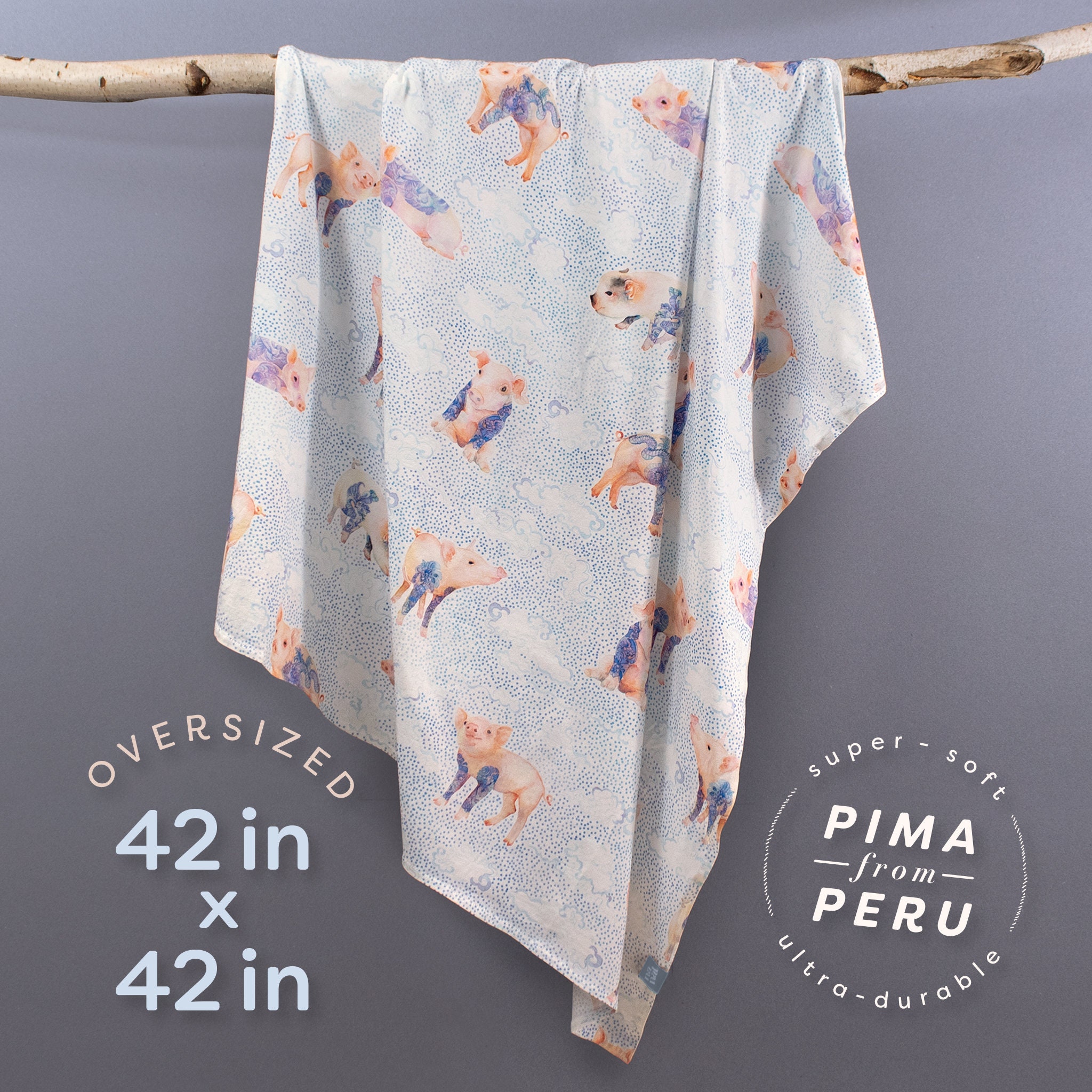 Piglets With Tattoos Baby Blanket, Pigs Pima Cotton Baby Swaddle, Ultra ...