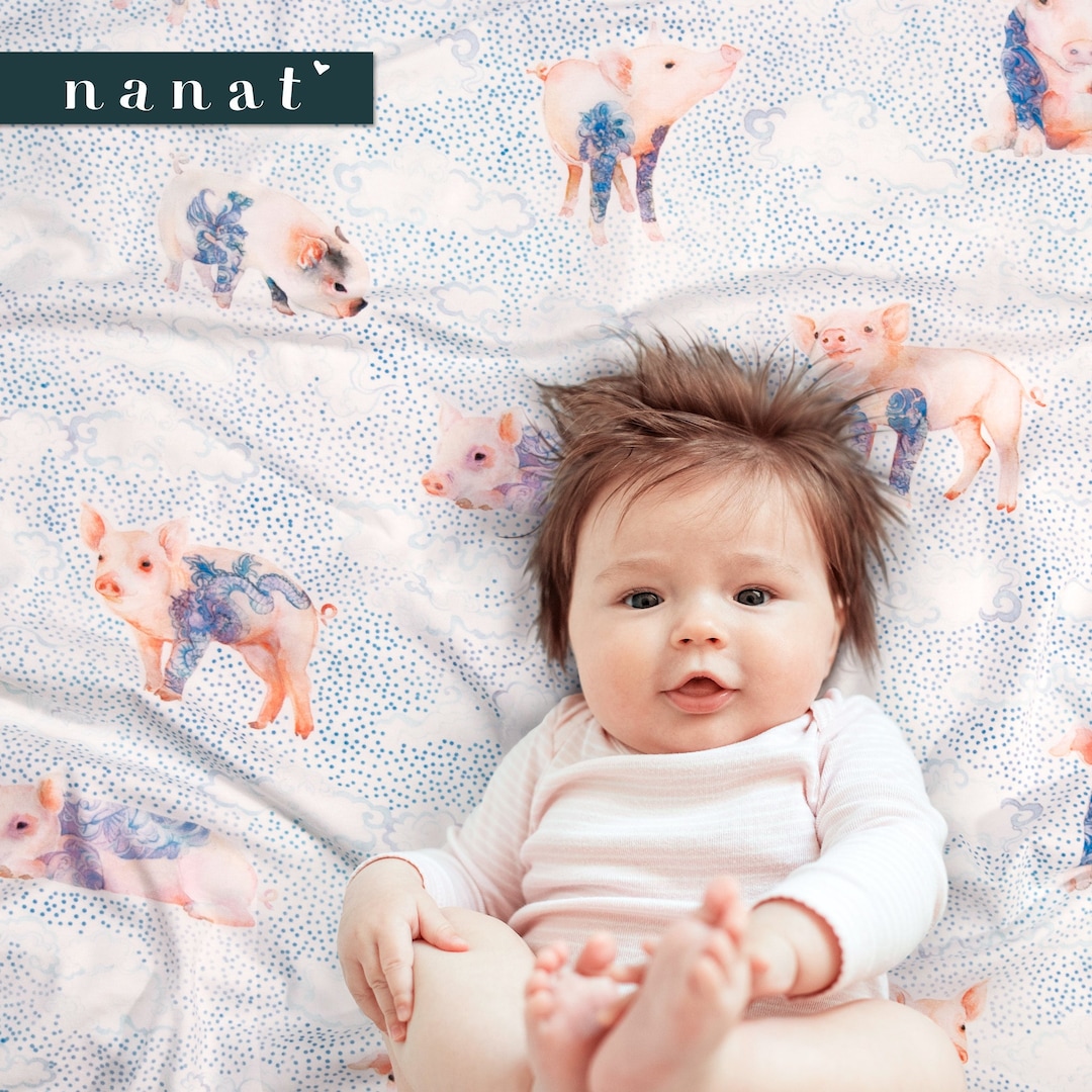 Piglets With Tattoos Baby Blanket, Pigs Pima Cotton Baby Swaddle, Ultra ...