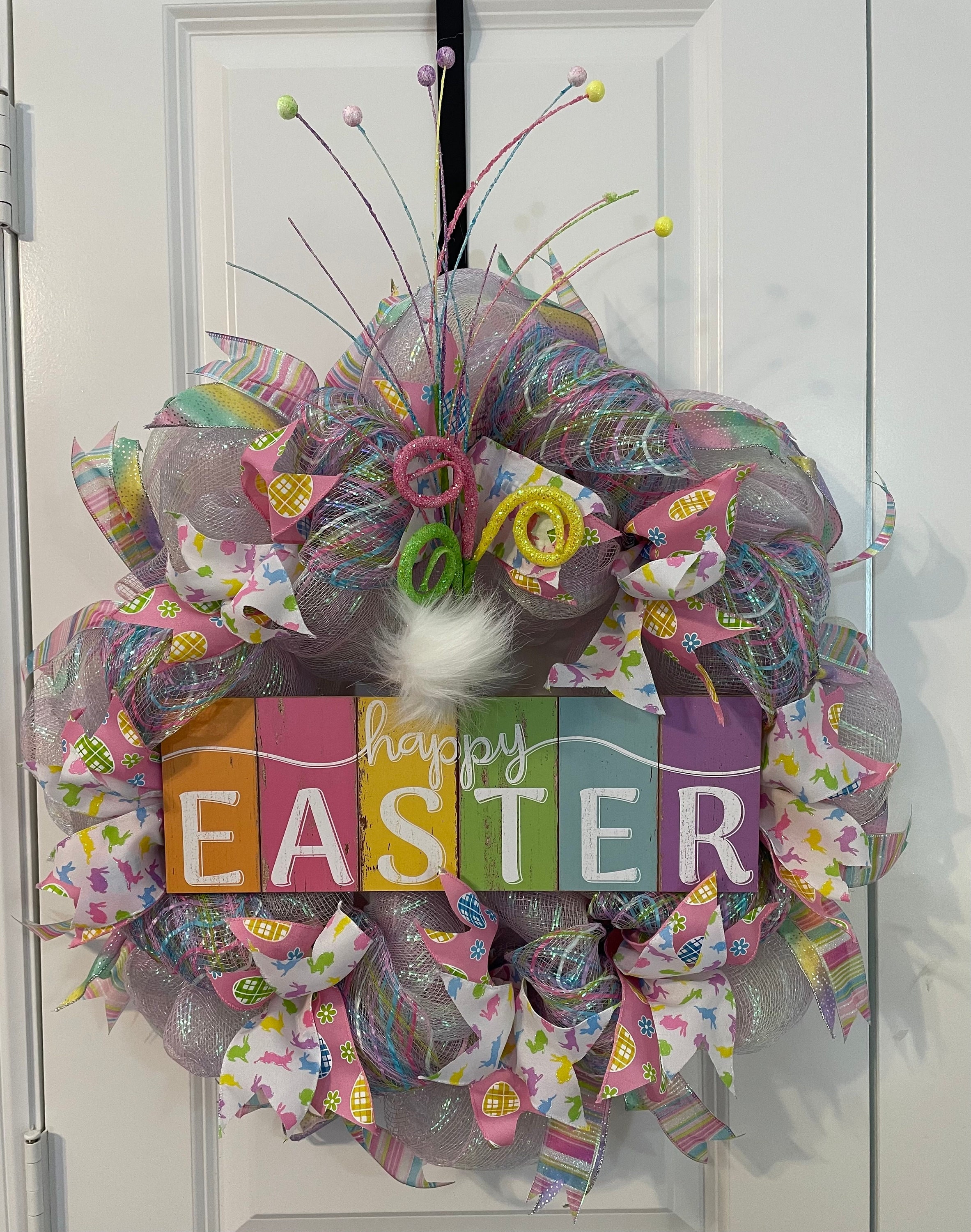 Easter Deco Mesh Wreath, Spring Wreath, Easter Wreath, Wreath for Front ...