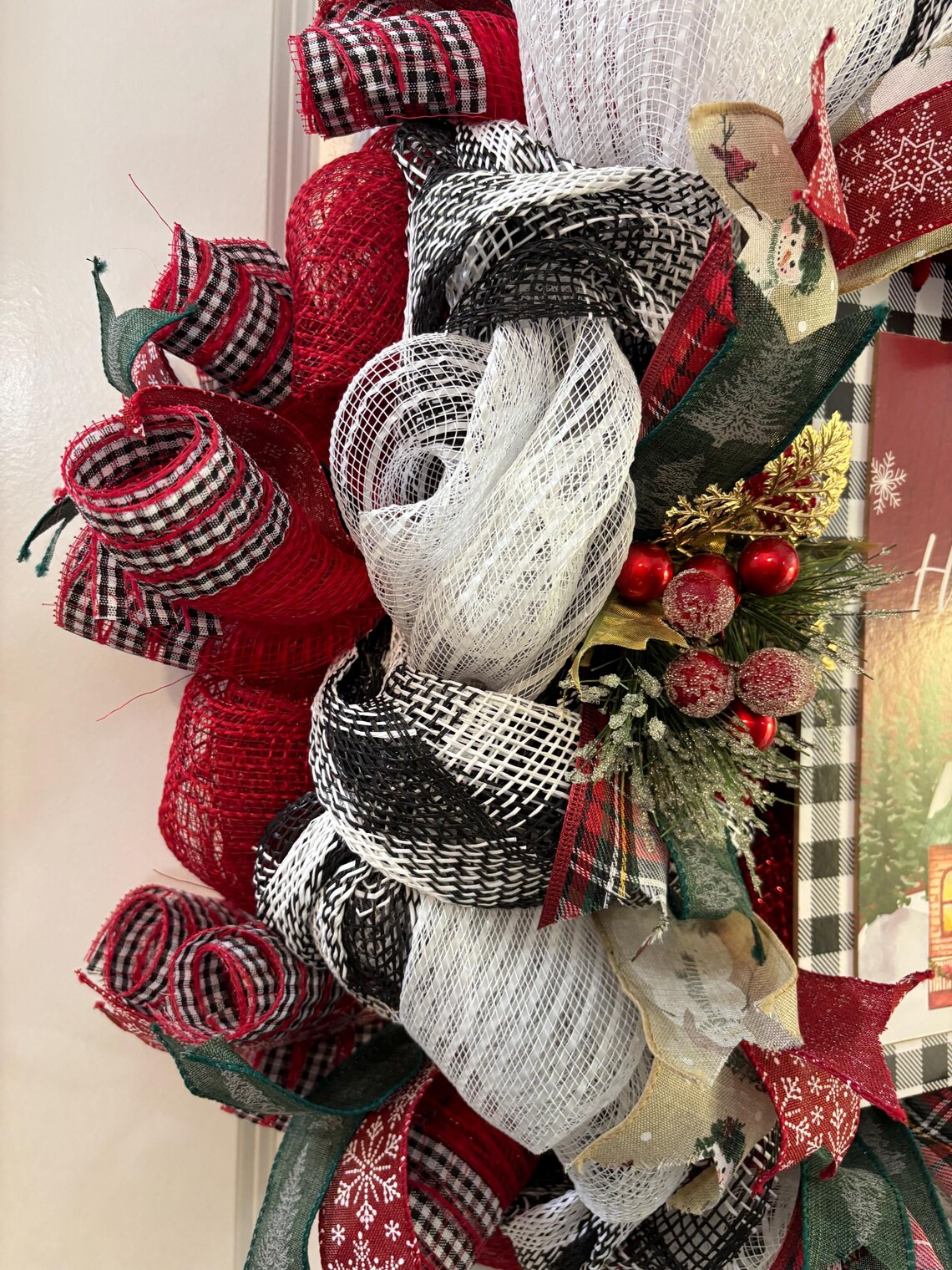 Home for the Holidays Wreath, Festive Christmas Deco Mesh Decor - Etsy