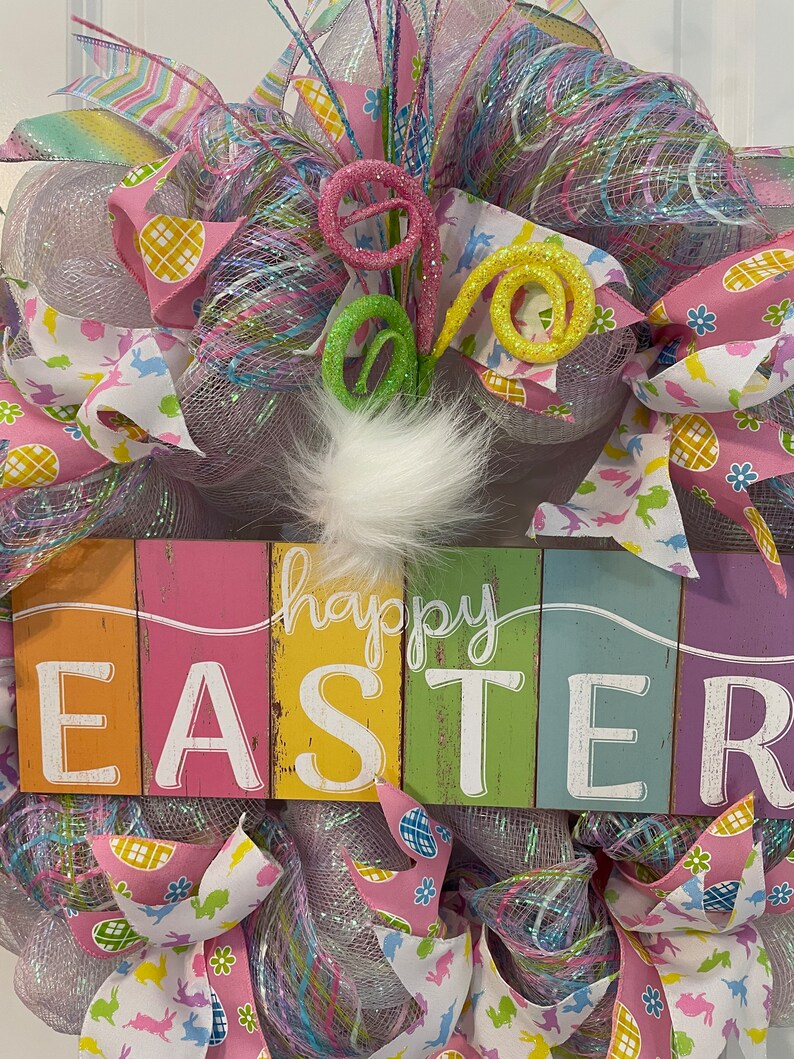 Easter Deco Mesh Wreath, Spring Wreath, Easter Wreath, Wreath for Front ...