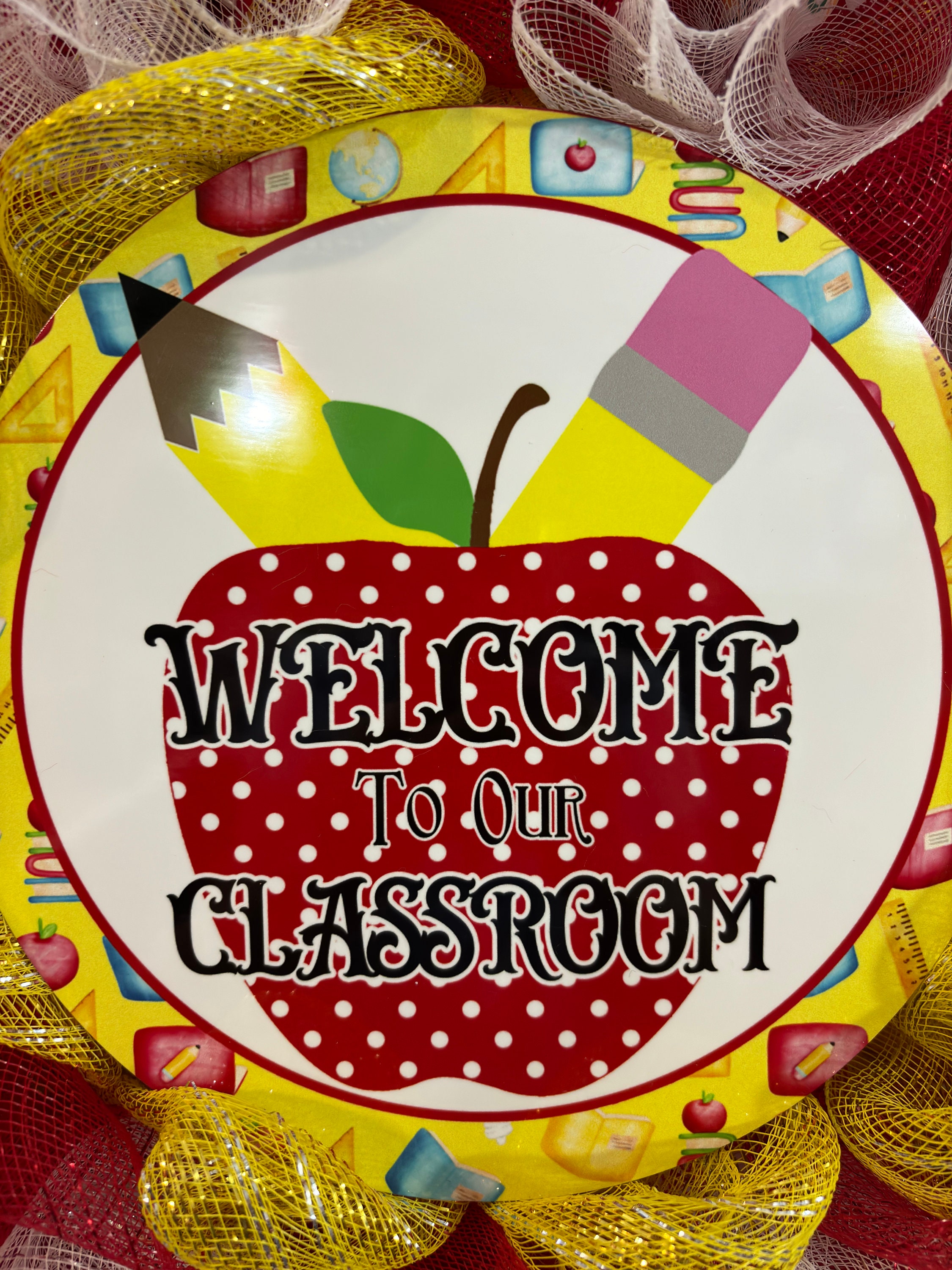 Custom Made welcome to Our Classroom Deco Mesh Wreath for Your ...