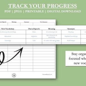 English Vocabulary Record Sheet | Digital Download | Printable | New ...