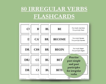 80 Common Irregular Verb Gap-fill Past Simple Tense Flashcards Digital ...