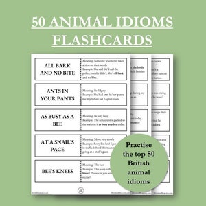 50 Common British English Animal Idioms Flashcards | Digital Download ...