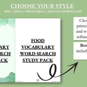 English Grammar Food Vocabulary Word Search Revision Activity Digital ...