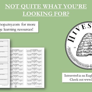 English Vocabulary Record Sheet | Digital Download | Printable | New ...