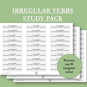 English Grammar Irregular Verb Revision Activity | Digital Download ...