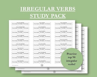 English Grammar Irregular Verb Worksheet Activity | Digital Download ...