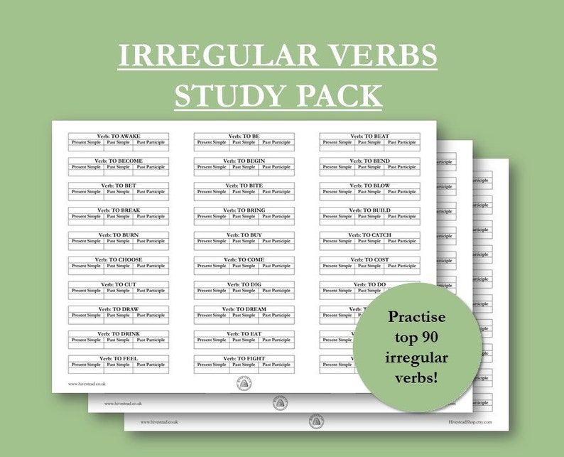 English Grammar Irregular Verb Revision Activity | Digital Download ...