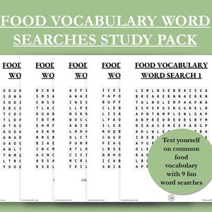 English Grammar Food Vocabulary Word Search Revision Activity Digital ...