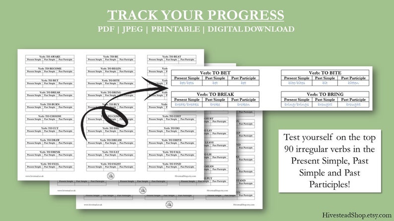 English Grammar Irregular Verb Revision Activity | Digital Download ...