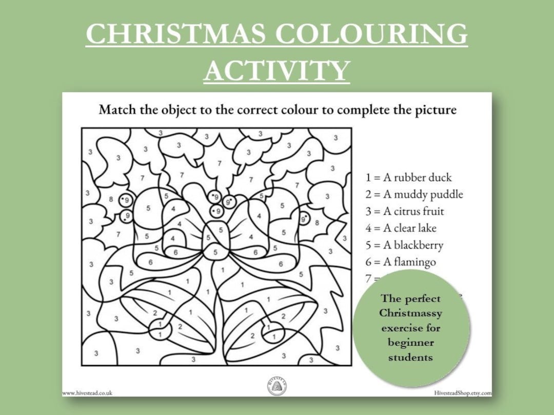 English Vocabulary Christmas Colouring Activity | Digital Download ...