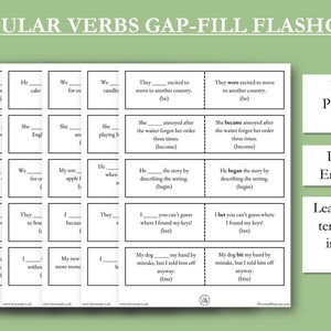 80 Common Irregular Verb Gap-fill Past Simple Tense Flashcards ...