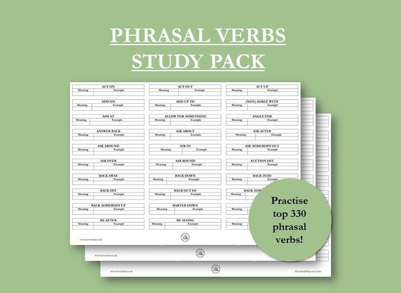 English Grammar Phrasal Verb Revision Activity | Digital Download ...