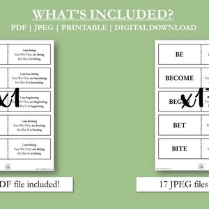 80 Common Present Continuous Tense Irregular Verb Flashcards Digital ...