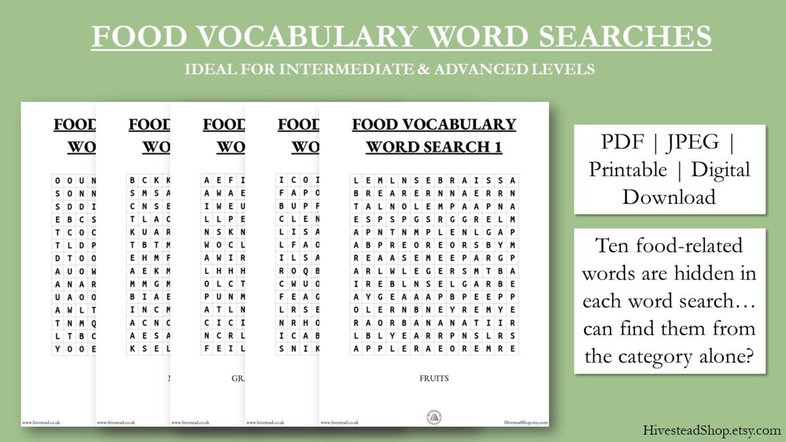 English Grammar Food Vocabulary Word Search Revision Activity | Digital ...