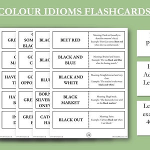 40 Common British English Colour Idioms Flashcards | Digital Download ...