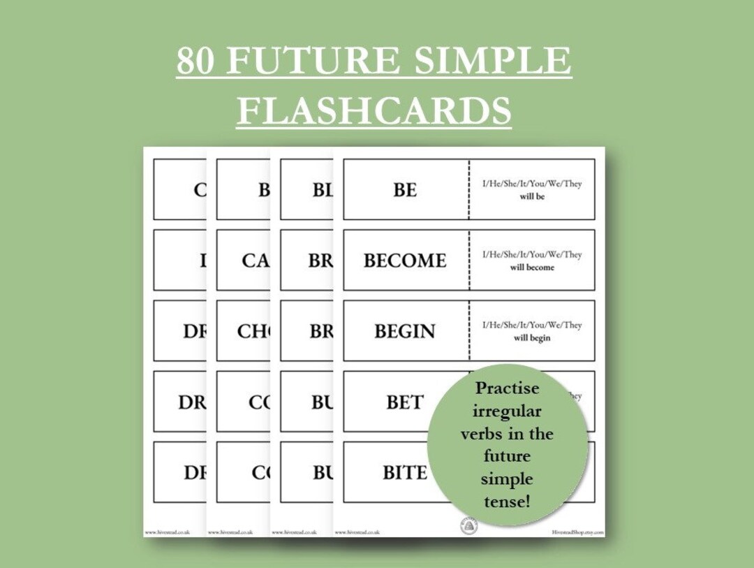 80 Tarjetas didácticas de verbos irregulares simples futuros - Etsy España