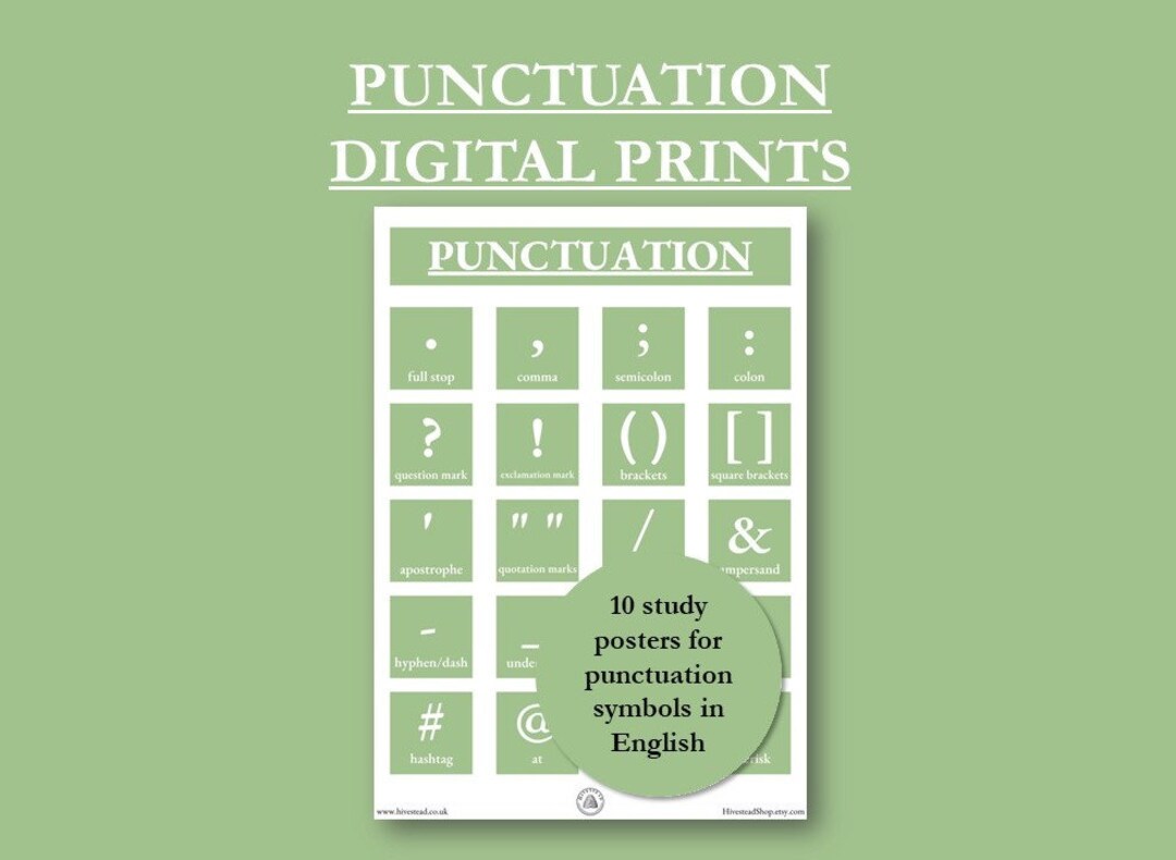 Punctuation Symbols English Revision Study Poster Print | Digital ...