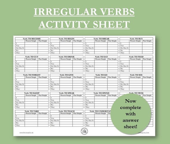 List Of Irregular Verbs For Kids