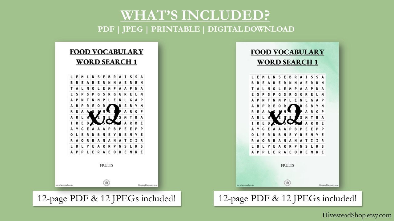 English Grammar Food Vocabulary Word Search Revision Activity Digital ...