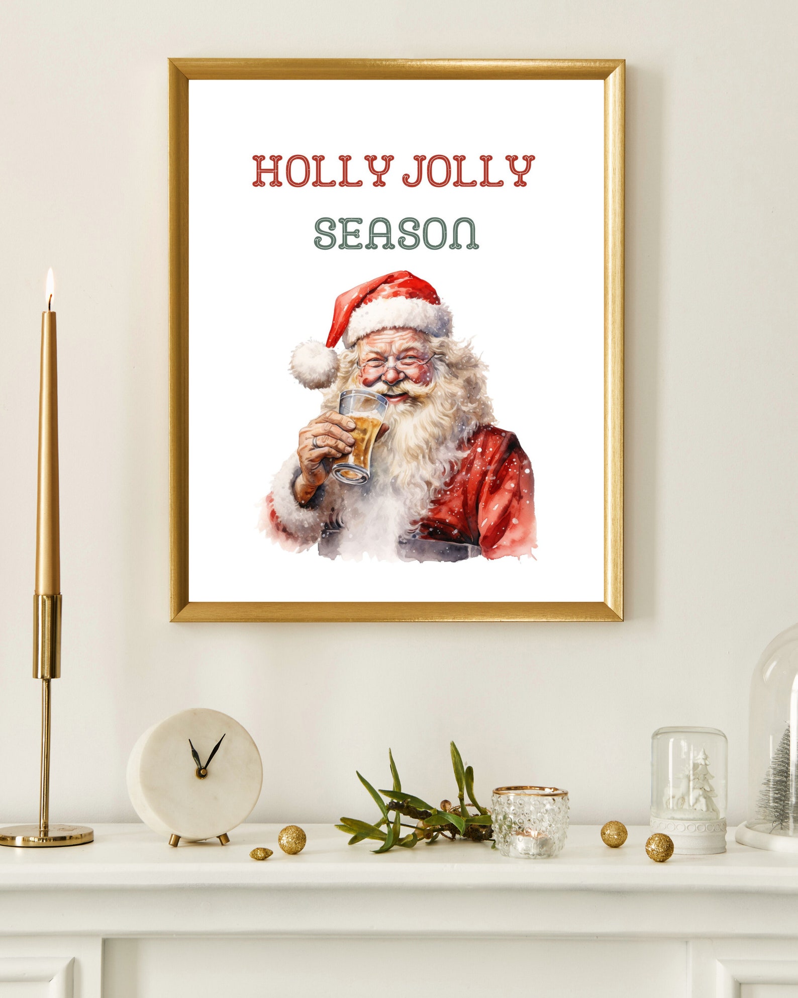 Santa Claus Christmas Holiday Printable Wall Art Digital Download ...