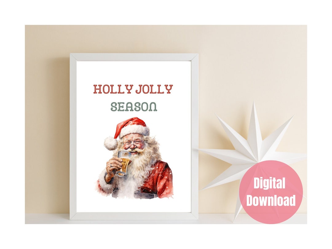 Santa Claus Christmas Holiday Printable Wall Art Digital Download ...