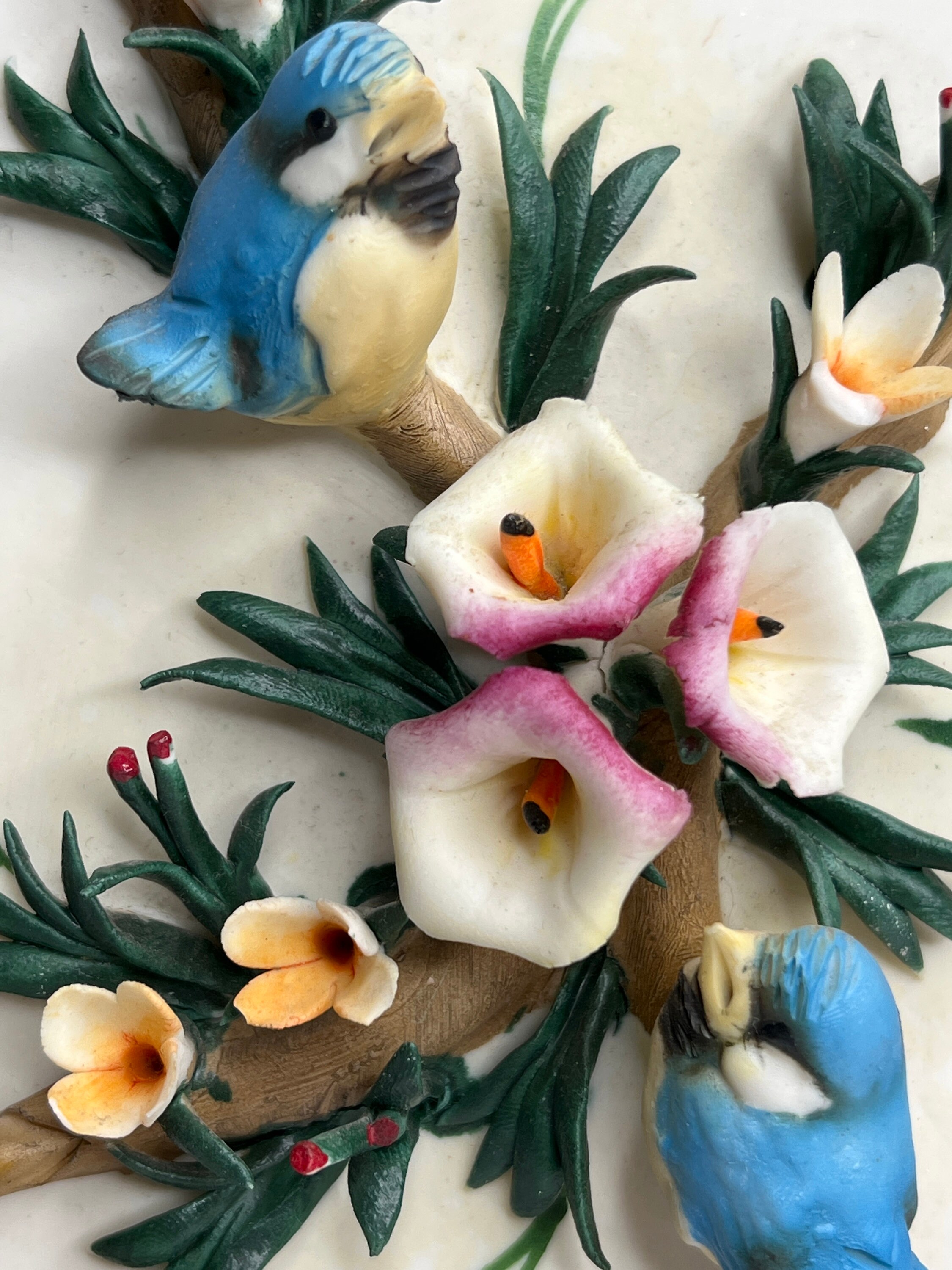 Capodimonte Italian Plaque Porcelain Birds & Flowers Art Frame - Etsy