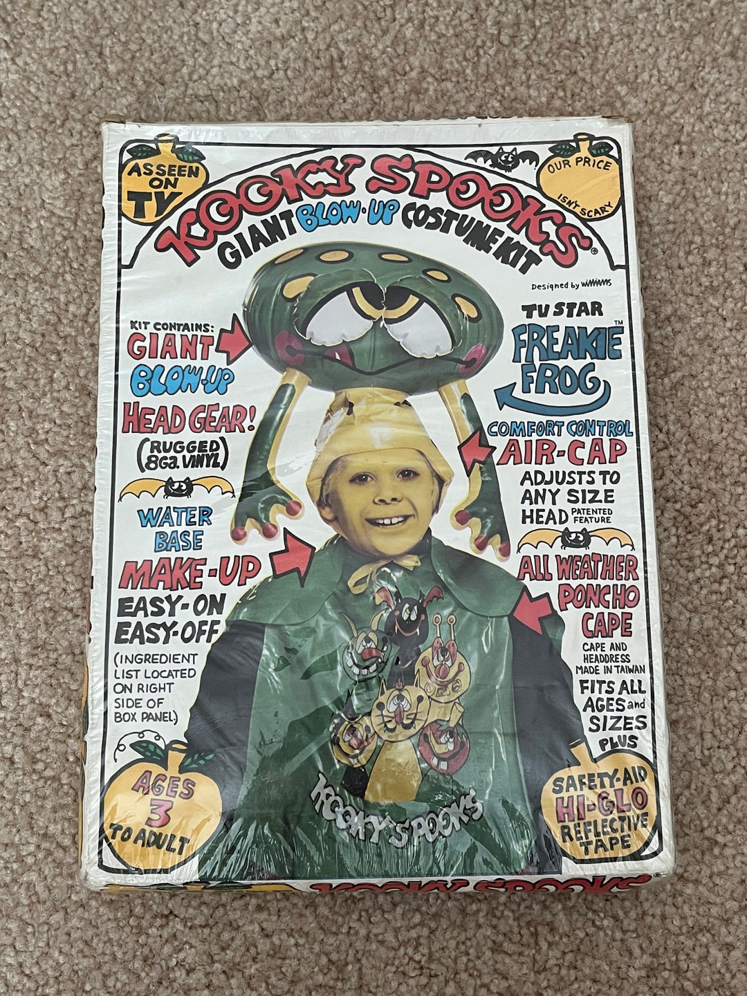 Vintage Kooky Spooks Costume FREAKIE FROG Giant Blow up Costume Kit ...