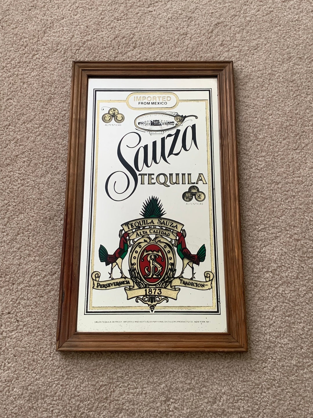 Vintage Sauza Tequila Wood Framed Advertising Bar Tavern Mirror Sign ...