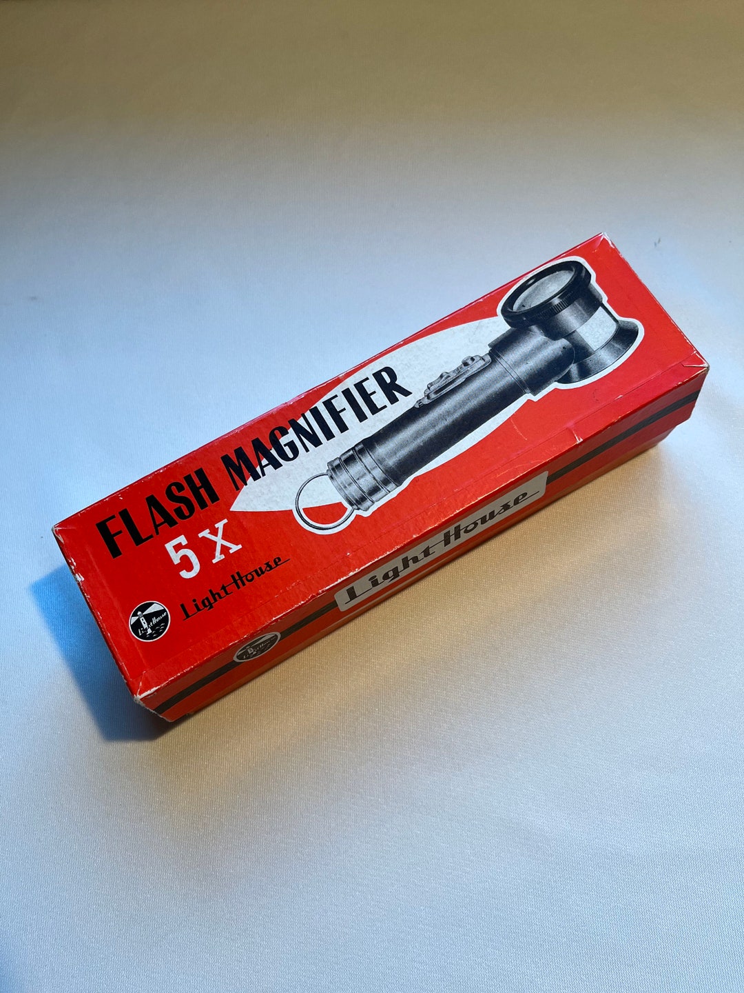 Vintage Lighthouse Flash Magnifier 5X Flashlight Magnifying Lens Box ...