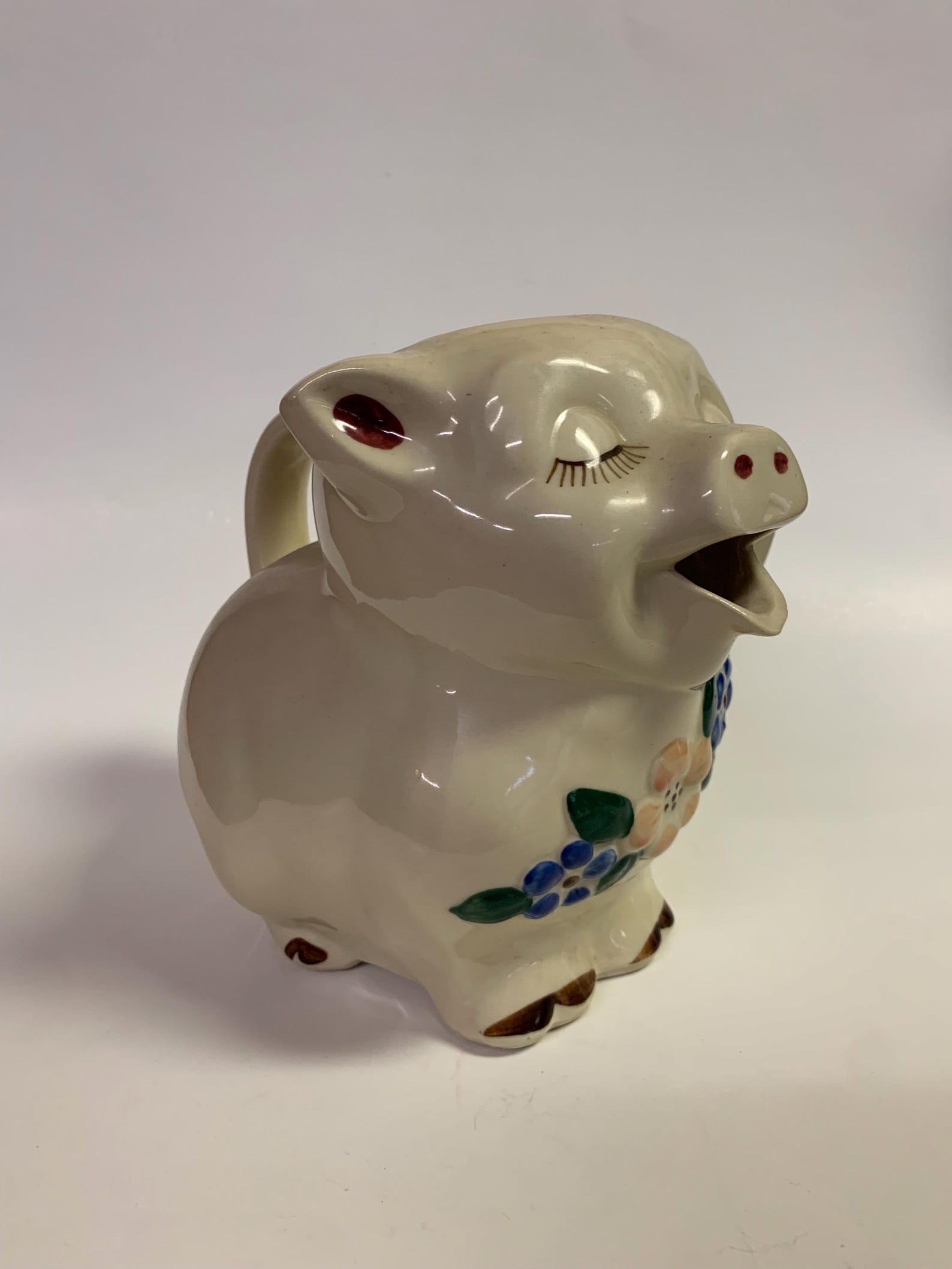 Vintage Original Mid Century Modern SHAWNEE SMILEY Pig PITCHER W/blue ...