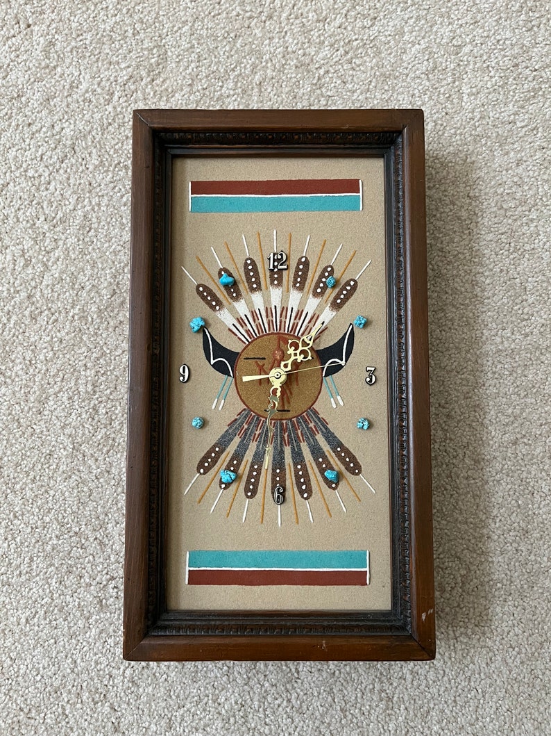 Vintage Navajo Sand Art Clock - Etsy