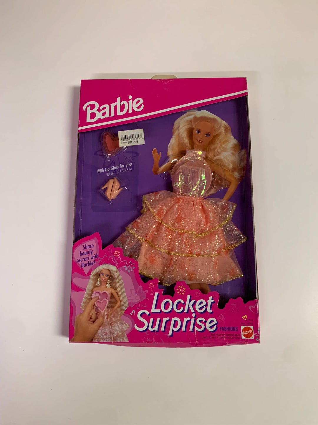 Vintage Original 1993 L Mattel Barbie Locket Surprise Dress Fashions ...