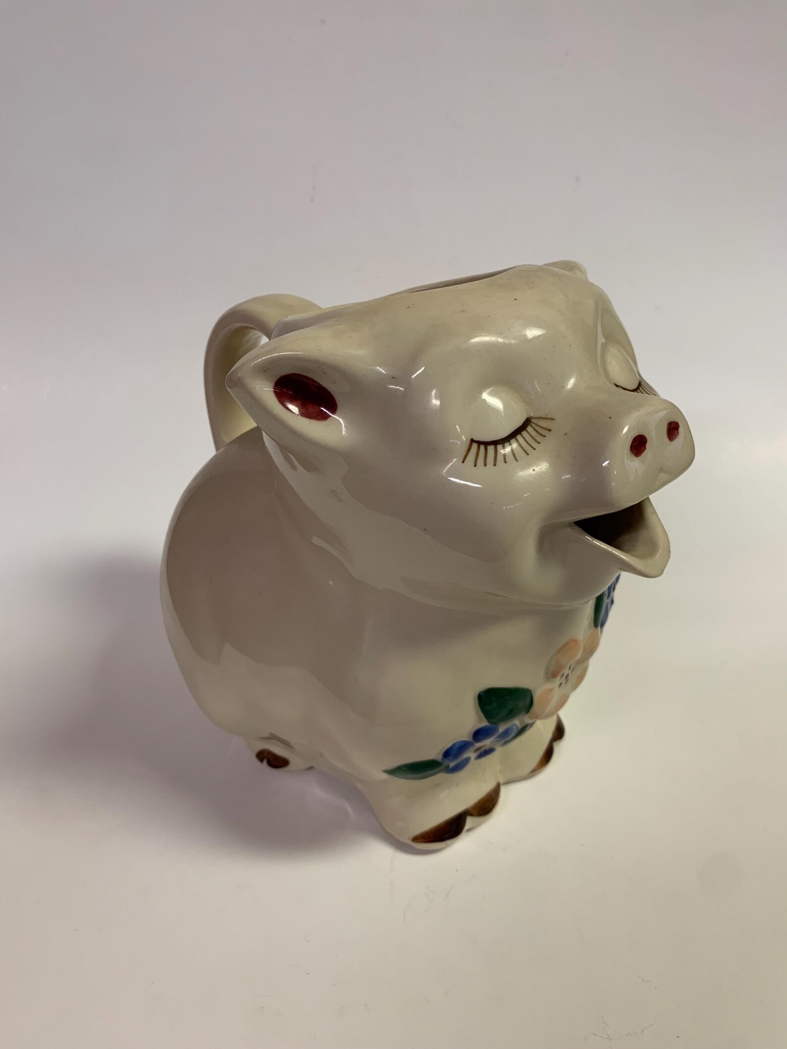 Vintage Original Mid Century Modern SHAWNEE SMILEY Pig PITCHER W/blue ...