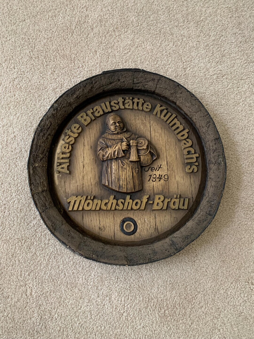 Rare Vintage German Fiberglass Beer Barrel Lid Advertisment Sign ...