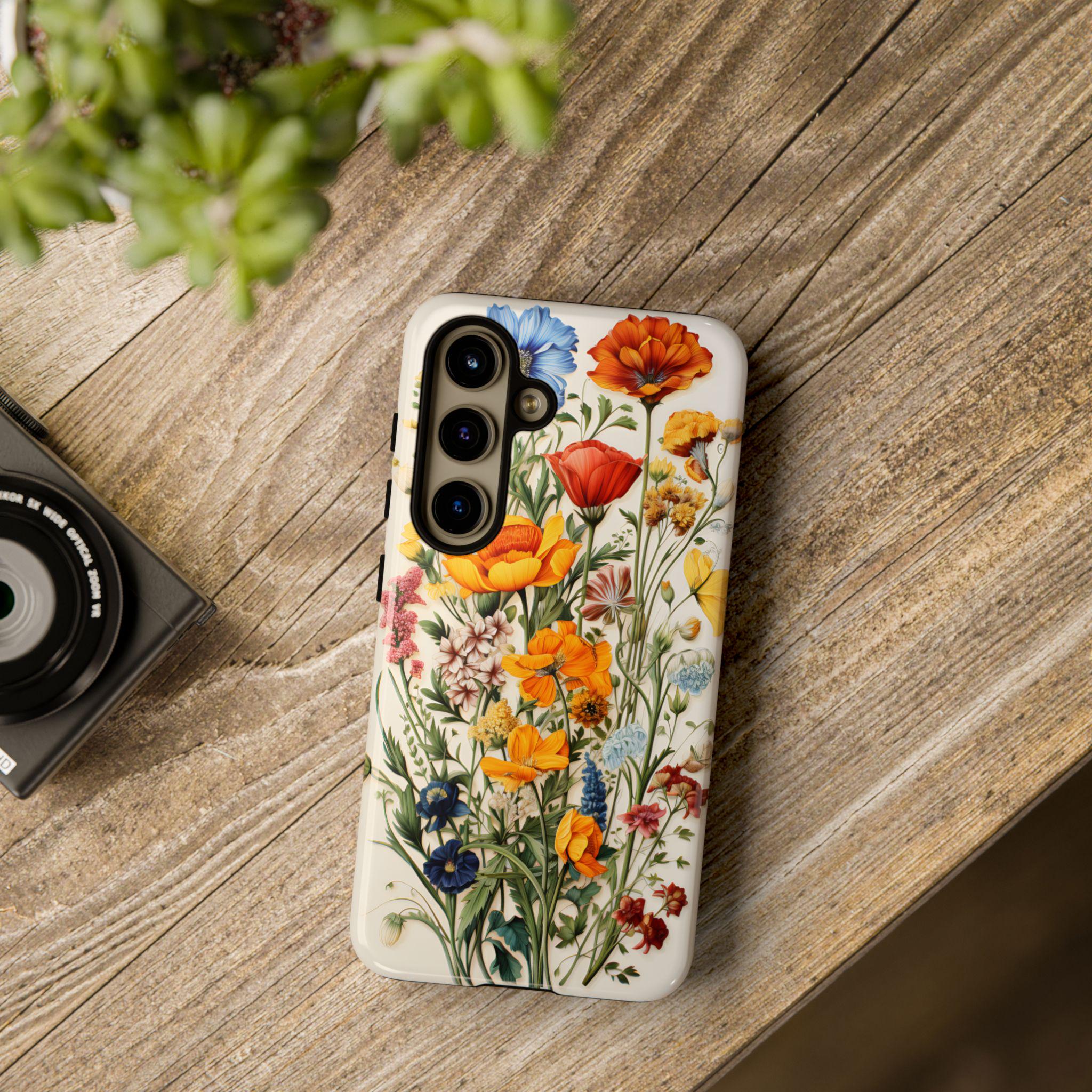 Flower Illustration Uniquetough Phone Case for iPhone 16 15 14 13 12 ...