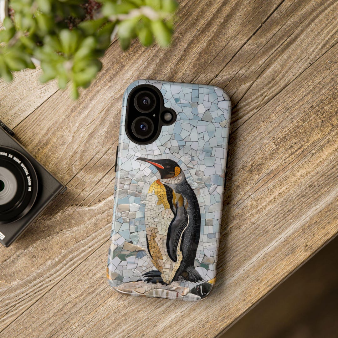 King Penguin Mosaic Penguin Art Penguin Lover Phone Case for iPhone 16 ...