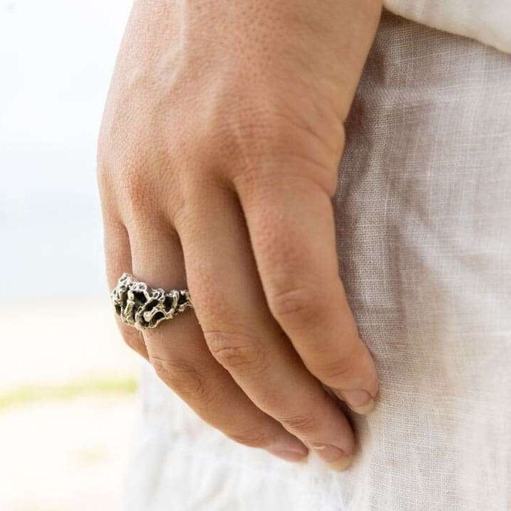 Volcanic Signet Ring | Textured Ring | Sterling Silver | Handmade ...