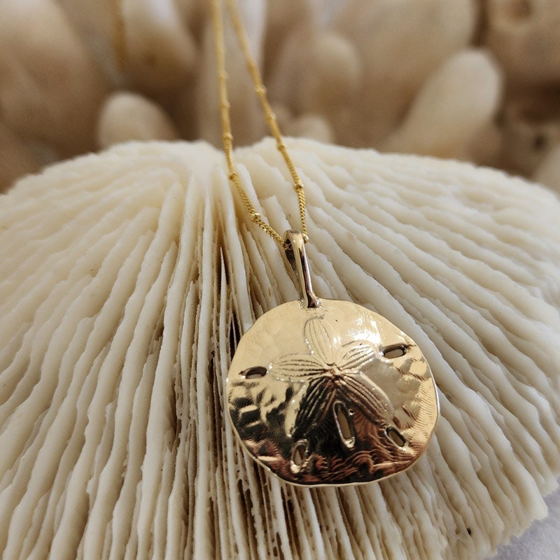 Gold Mermaid Sand Dollar Pendant Solid 9ct Gold Handmade - Etsy