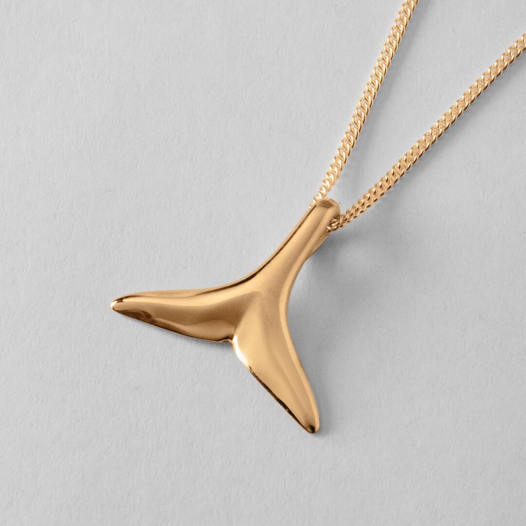 Gold Whale Tail Pendant | Solid Gold | Handmade Ocean Inspired ...