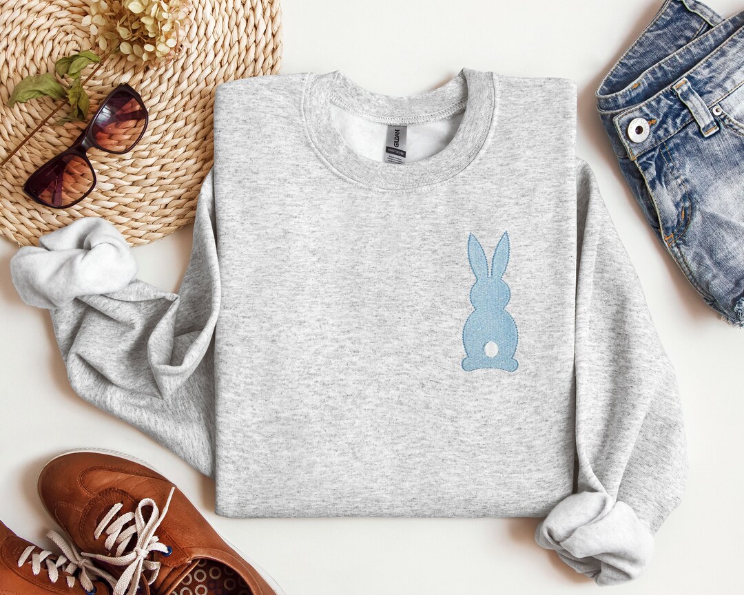 Embroidered Easter Day Sweatshirt, Embroidered Rabbit Sweatshirt ...