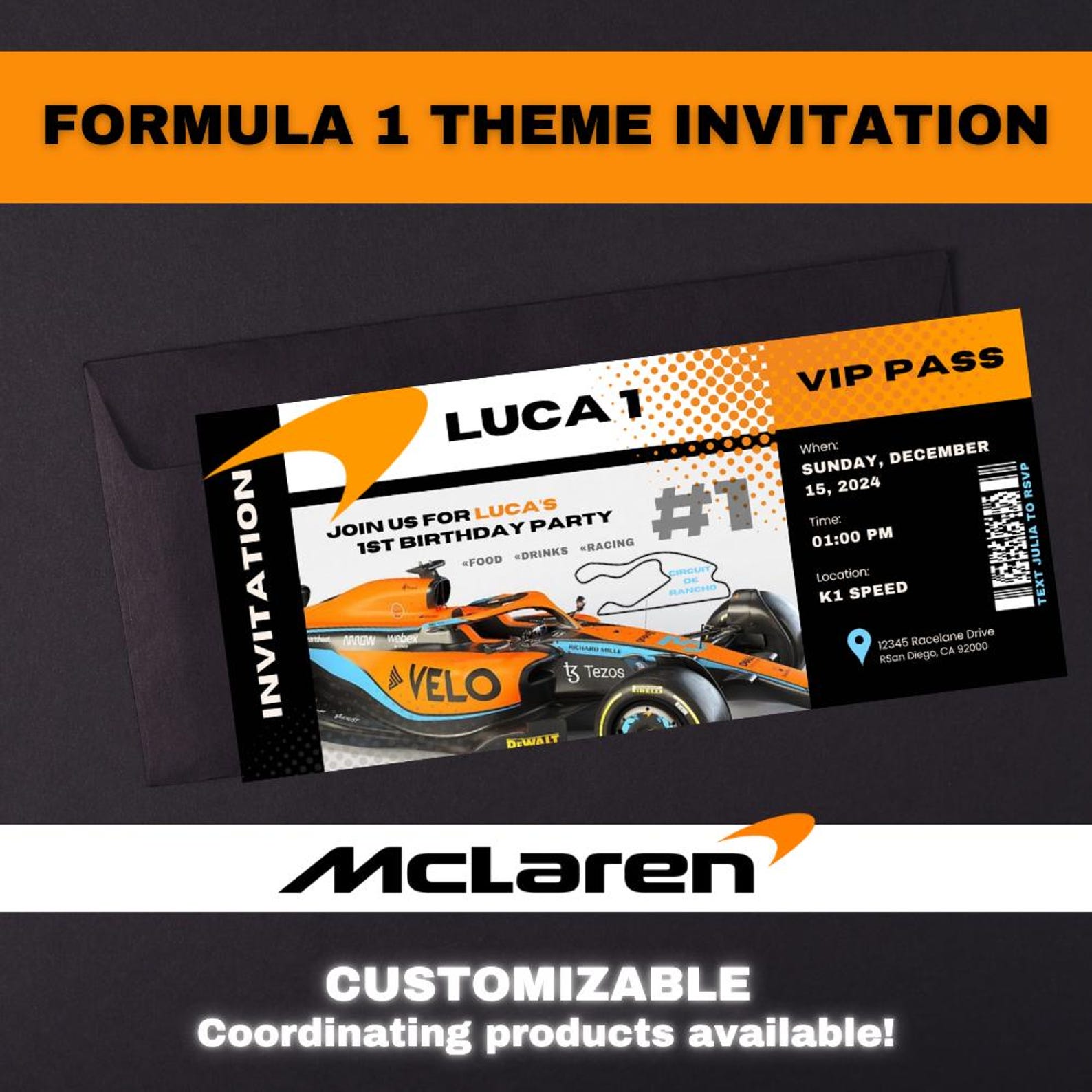 Custom Mclaren Formula 1 VIP Pass (digital Download) - Etsy